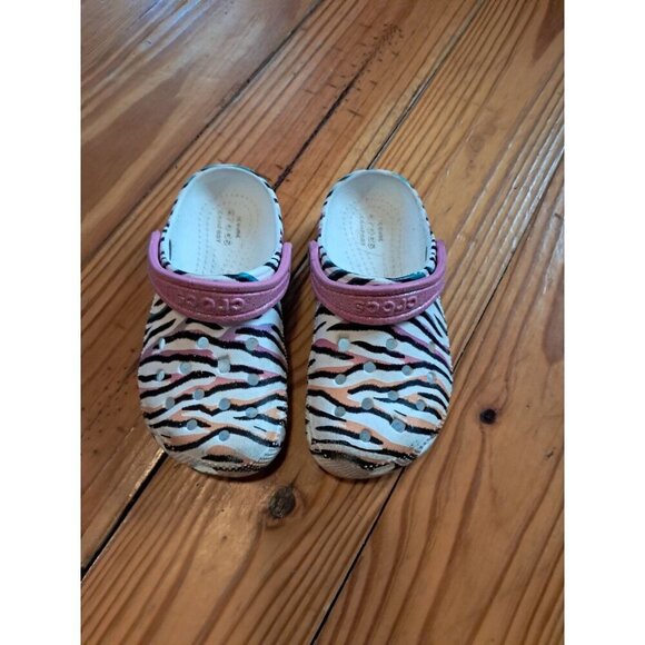 CROCS | Shoes | Crocs Kids Classic Animal Clog Zebra Print Size C1 Pink ...